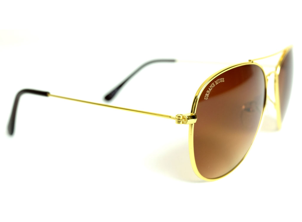 Gold Metal Frame Aviator Sunglasses With Gradient Brown Urbane Muse
